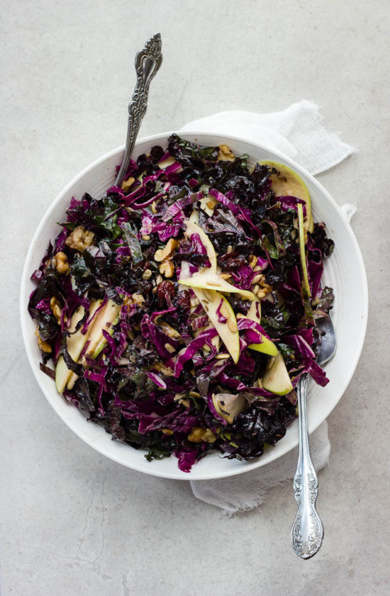 Kale, Apple + Red Cabbage Slaw – Happy Hearted Kitchen